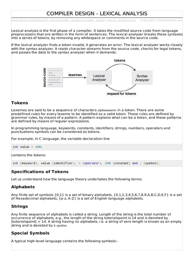 Compiler Design - Lexical Analysis | PDF | String (Computer Science) | Metalogic