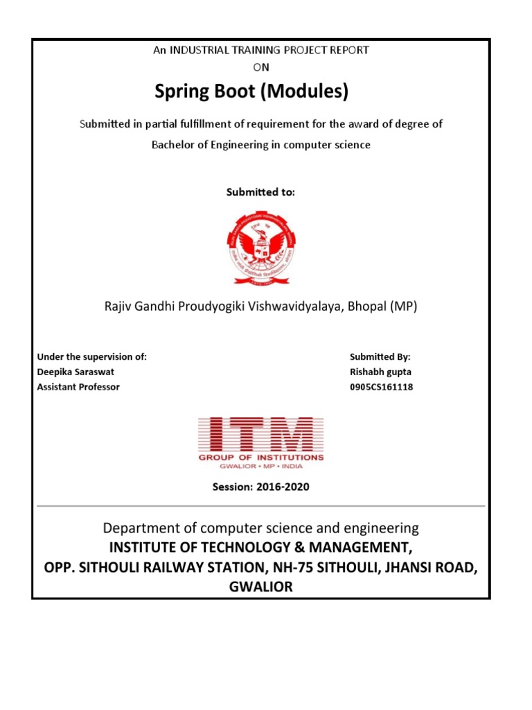 Spring Boot (Modules) : Rajiv Gandhi Proudyogiki Vishwavidyalaya ...