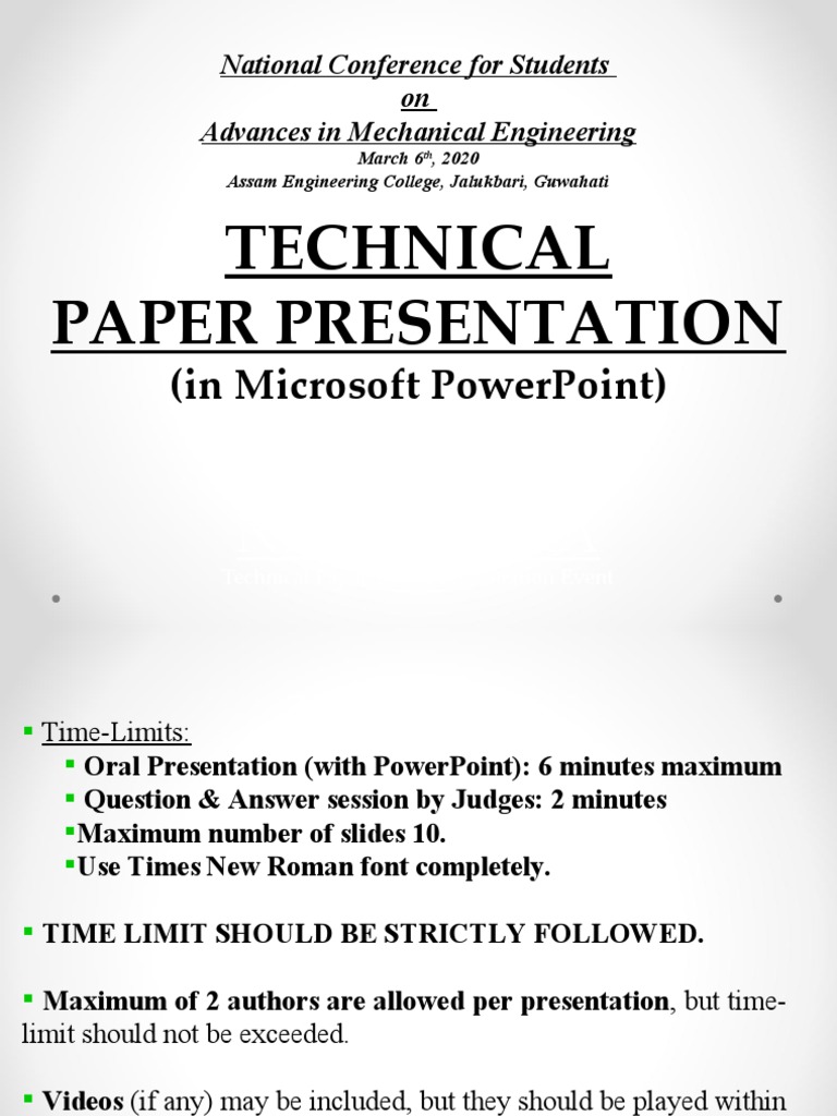 Technical Paper Presentation: (In Microsoft Powerpoint) | PDF