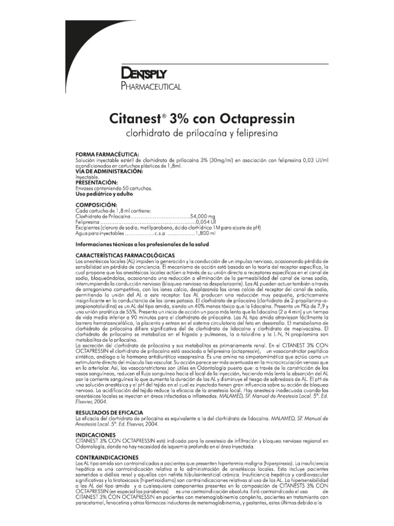 Citanest Indicaciones de Uso | PDF