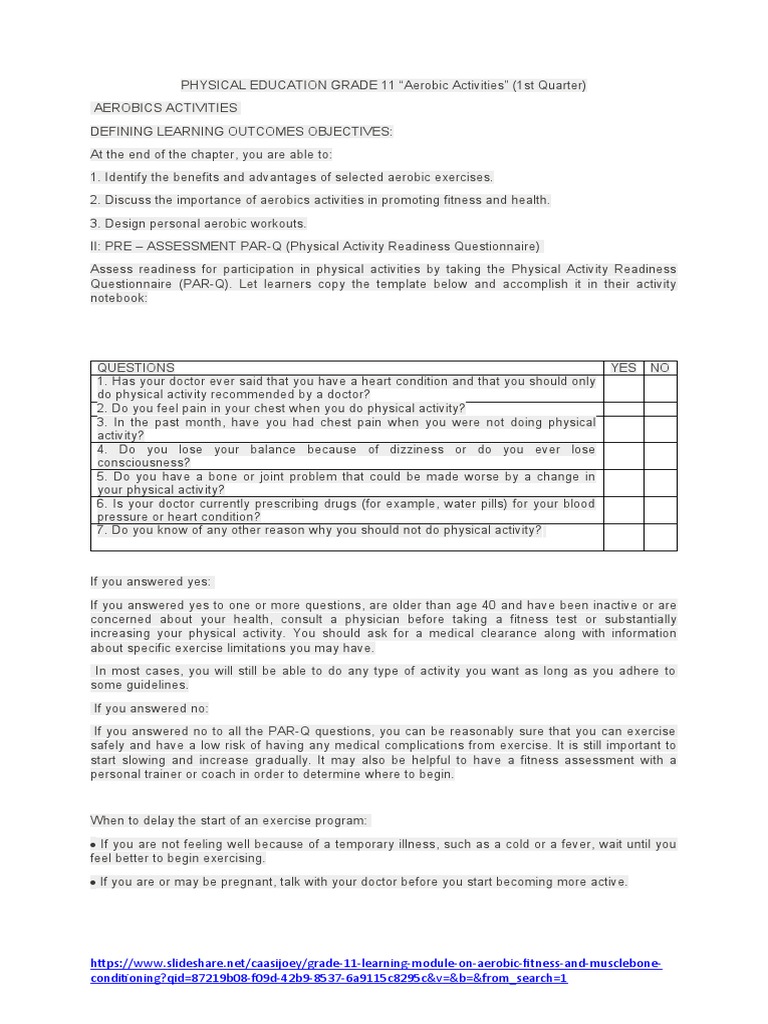 Aerobics Activities | PDF | Strength Training | Aerobic Exercise