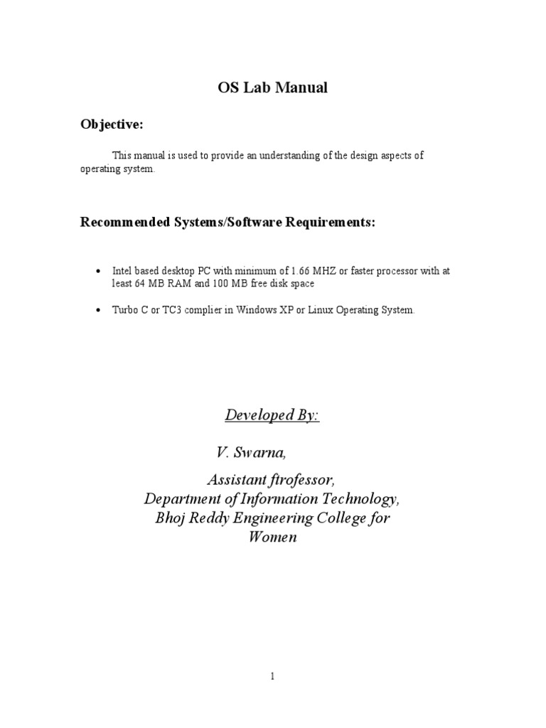 Os Manual Next Sem | PDF | Operating System | Operating System Technology