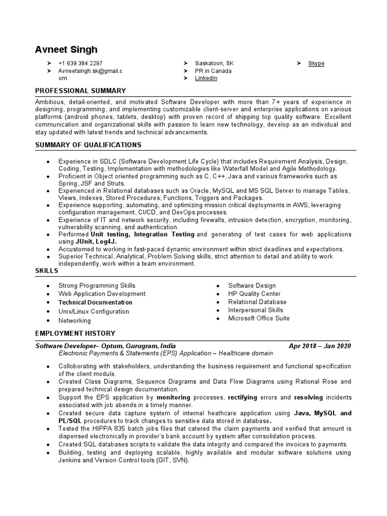 Avneet CV Java | PDF | Software Development Process | Software Development