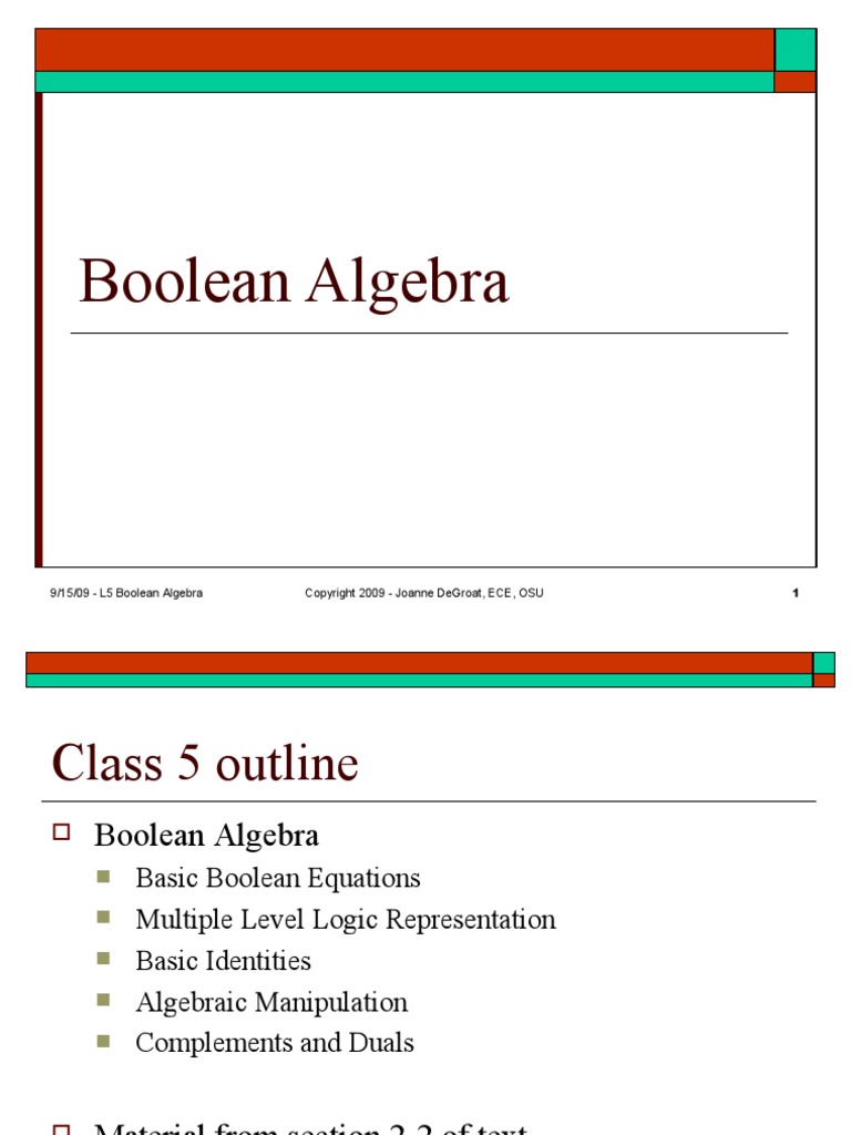Boolean Algebra | PDF | Boolean Algebra | Teaching Mathematics