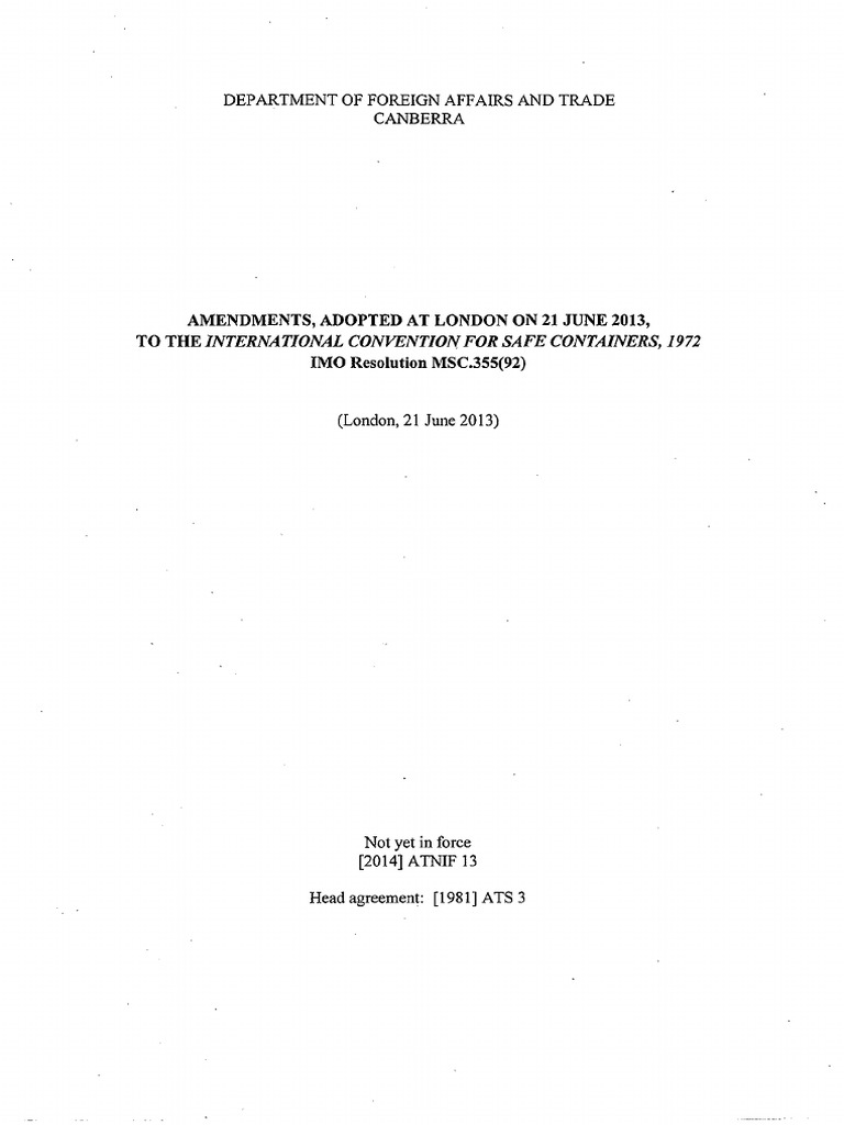 Amendments to Safe Containers Convention | PDF | Force | Mass