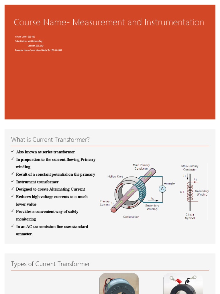 Presentation On CT and PT | PDF | Transformer | Components