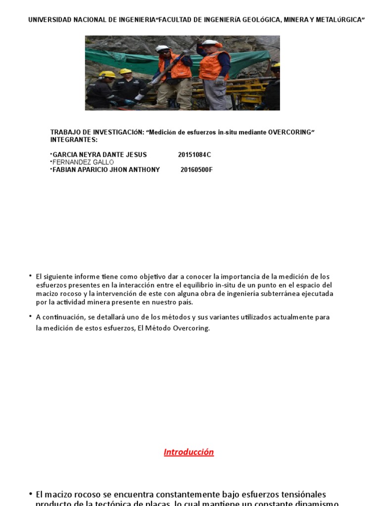Medición de Esfuerzos In-Situ: Overcoring | PDF | Elasticidad (Física ...