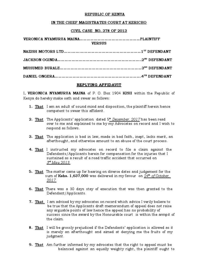 Replying Affidavit: December, 2017 Has Been Read | PDF | Lawsuit ...