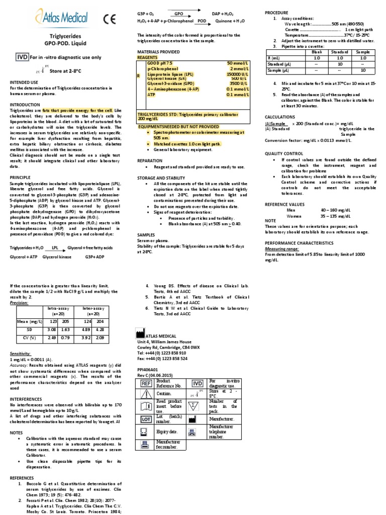 Triglycerides Package Insert | PDF | Triglyceride | Glycerol