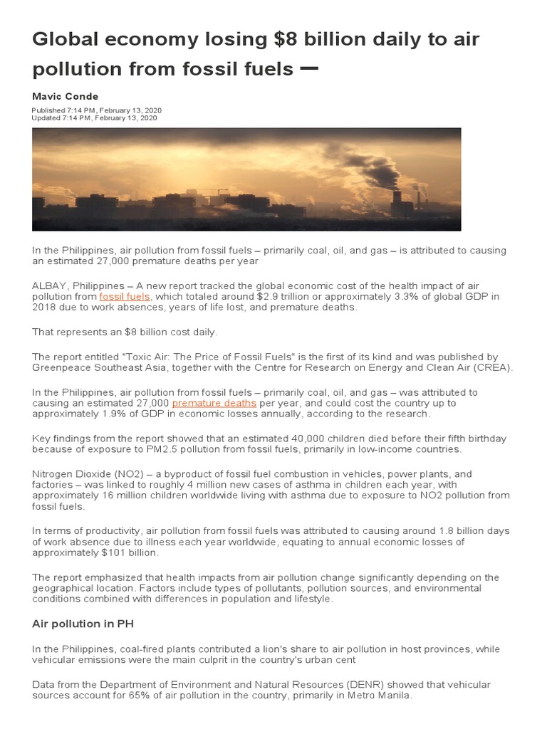 News About Air Pollution | PDF | Fossil Fuels | Air Pollution