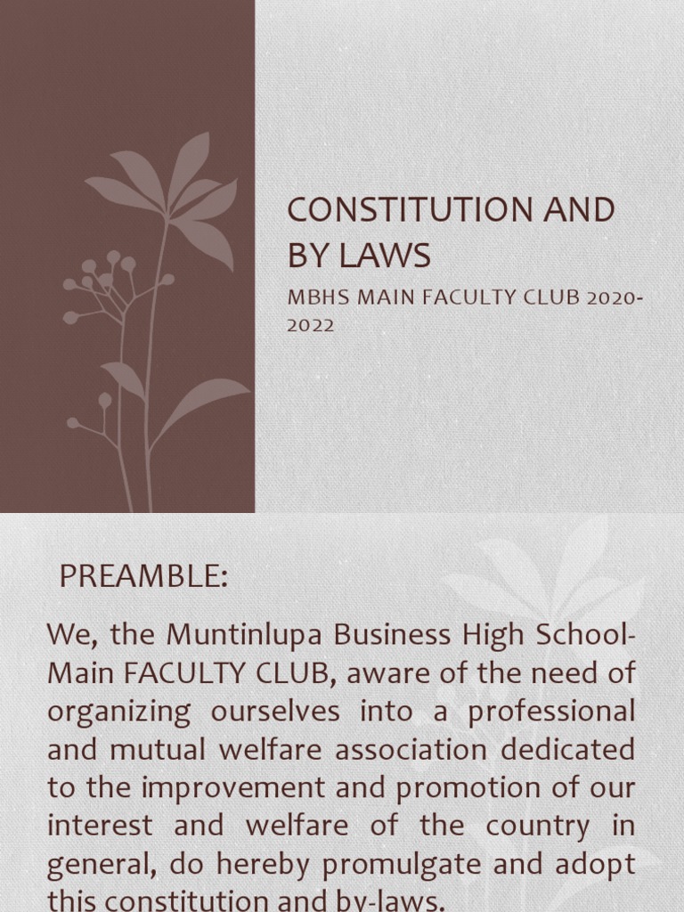 Constitution and by Laws: Mbhs Main Faculty Club 2020-2022 | PDF | Vice ...