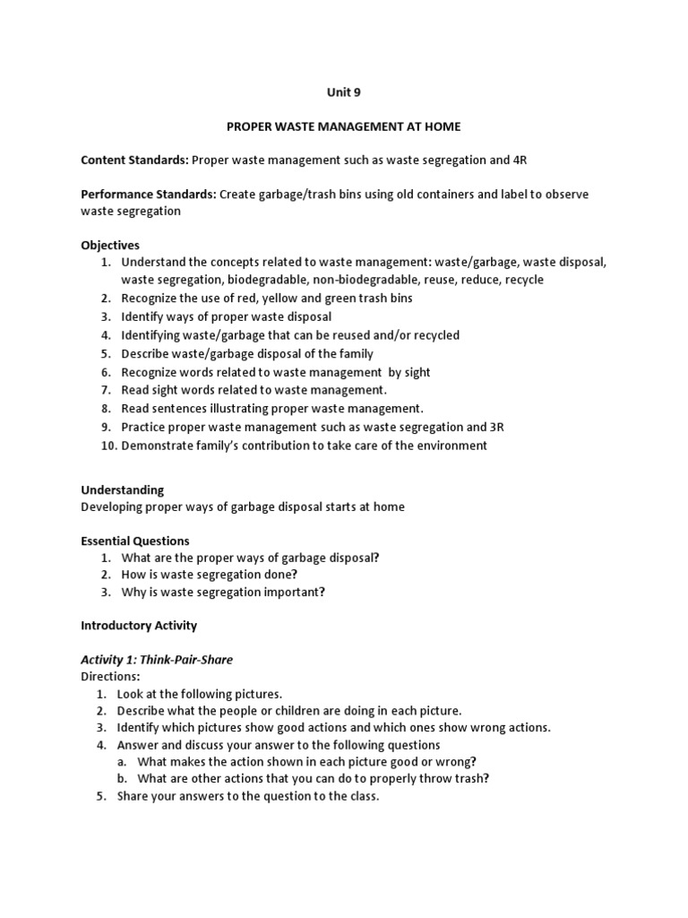 Proper Waste Management at Home | PDF | Recycling | Waste