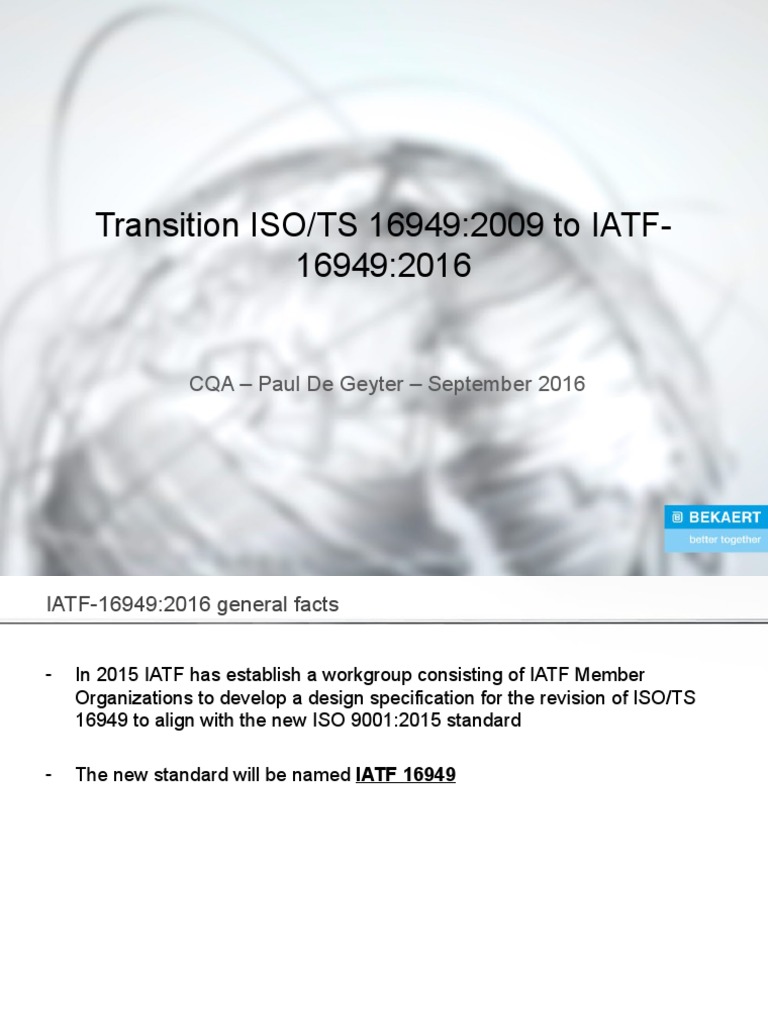 Transitioning to the New IATF-16949:2016 Quality Management Standard ...