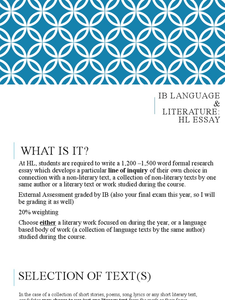Ib Language & Literature: HL Essay | PDF | Essays | Academic Dishonesty