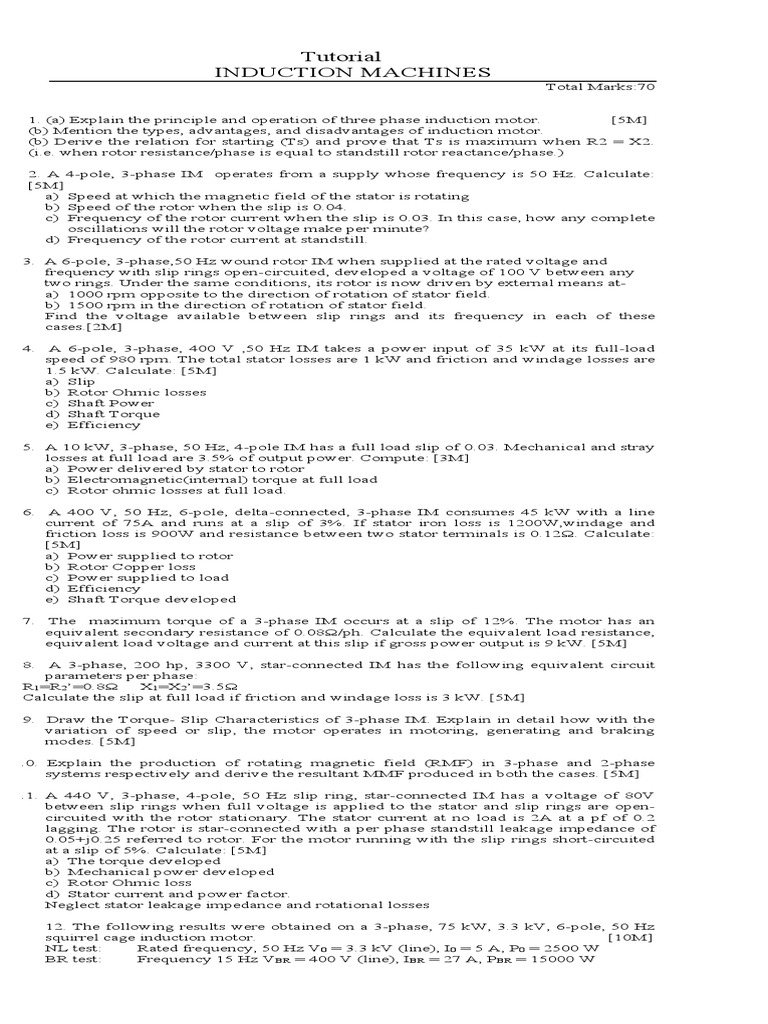 Tutorial Induction Machines | PDF | Electric Motor | Machines