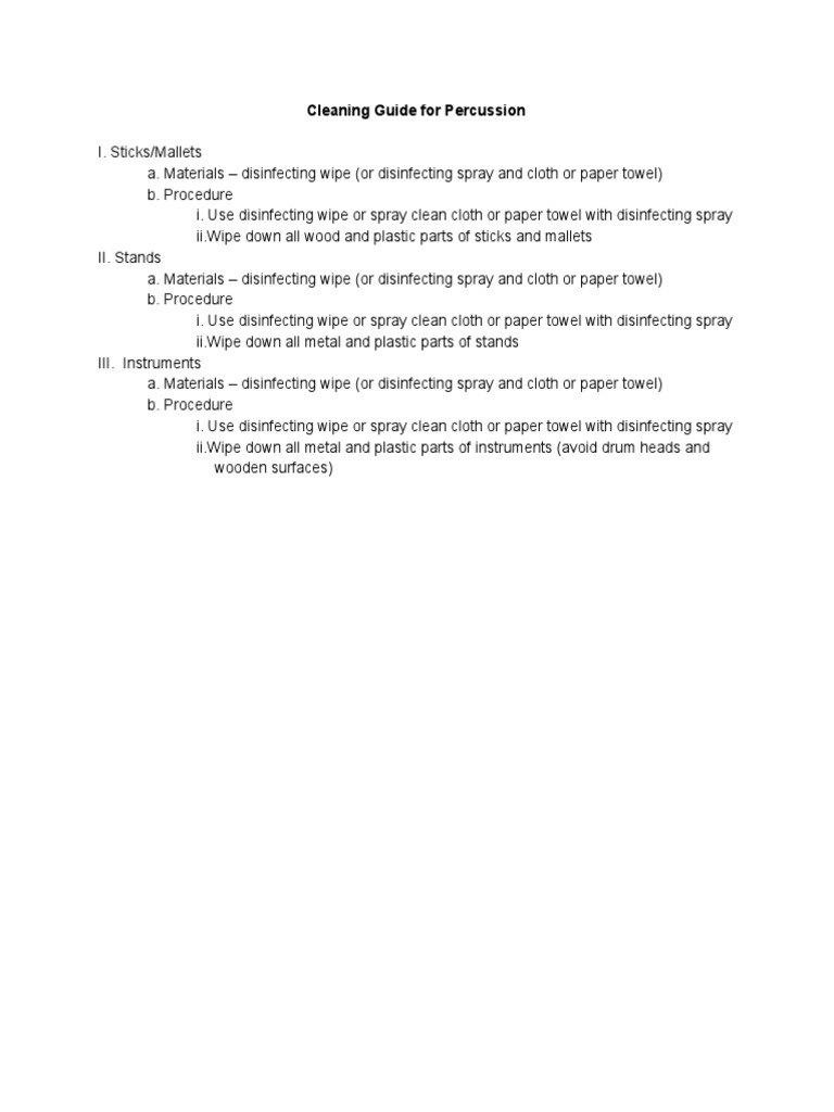 Percussion Cleaning Guide | PDF