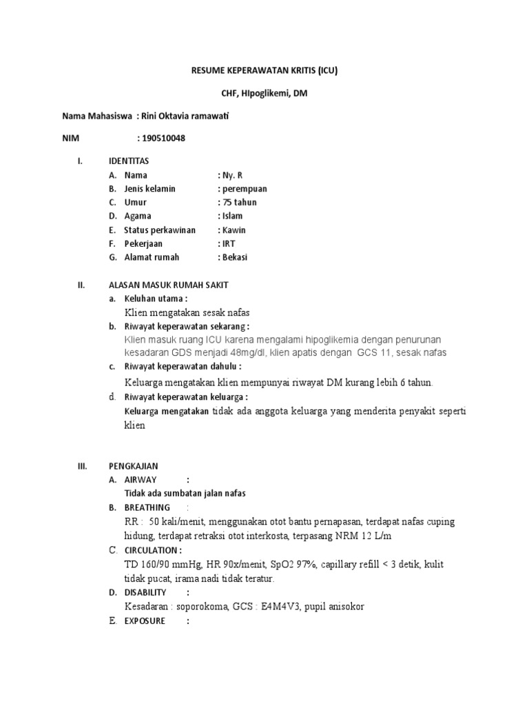 Resume Keperawatan ICU Pasien CHF | PDF
