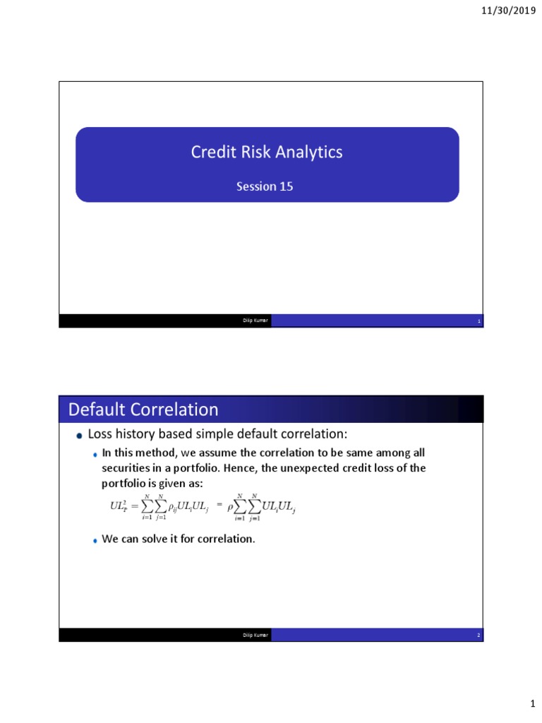 Credit Risk Analytics: Default Correlation | PDF | Credit Derivative | Credit