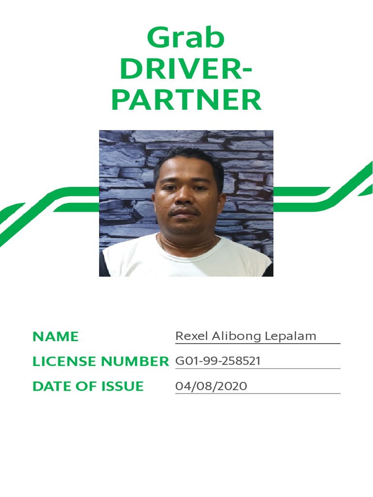 Grab TNVS Driver Partner ID Details | PDF