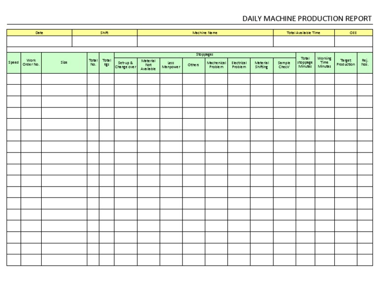 Daily Machine Production Report | PDF