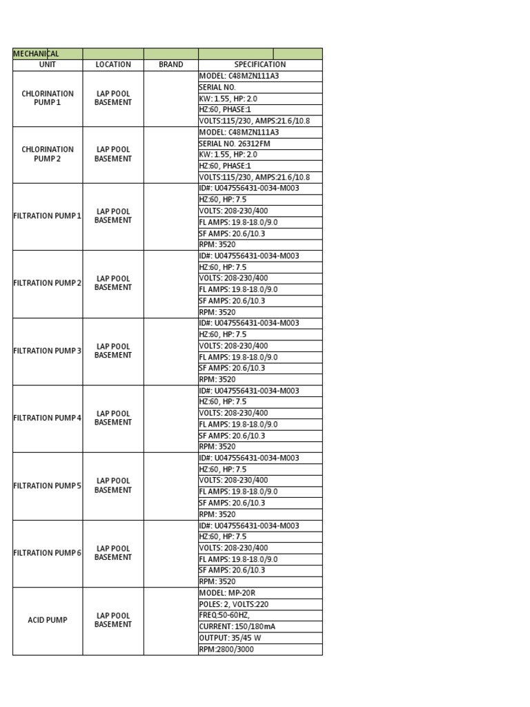 Wave Pool Equipment Specifications | PDF | Nature