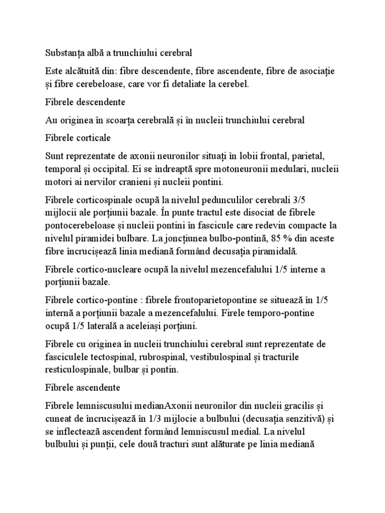 Substanta Alba A Trunchiului Cerebral | PDF
