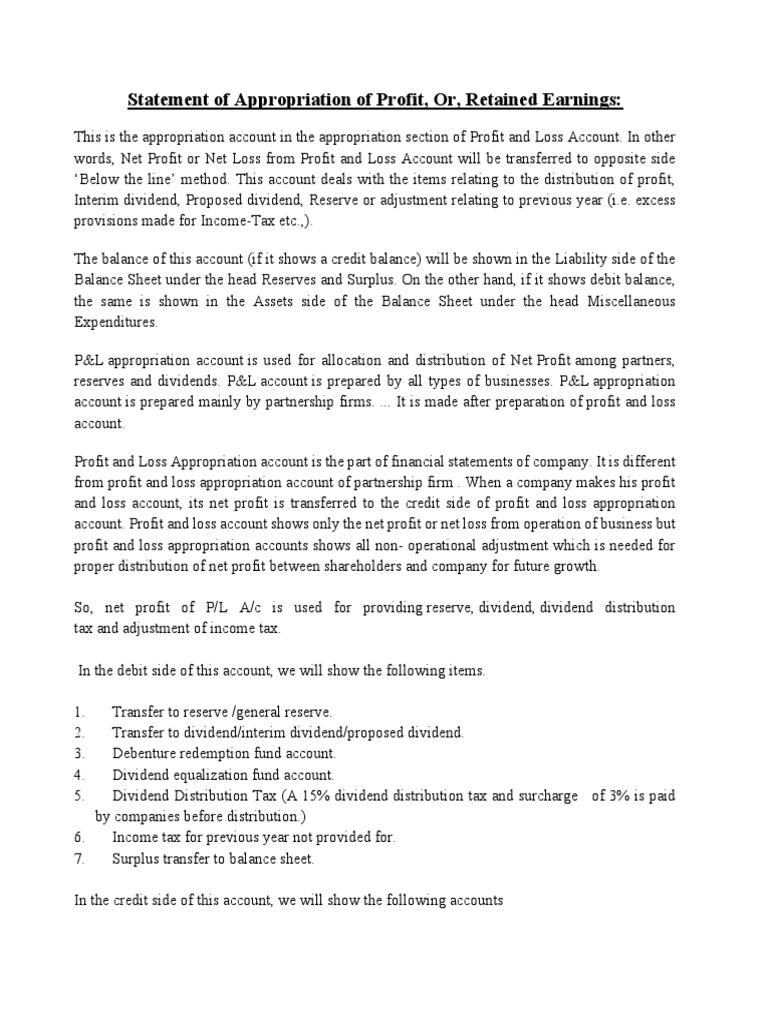PL Appropriation Ac | PDF | Dividend | Debits And Credits