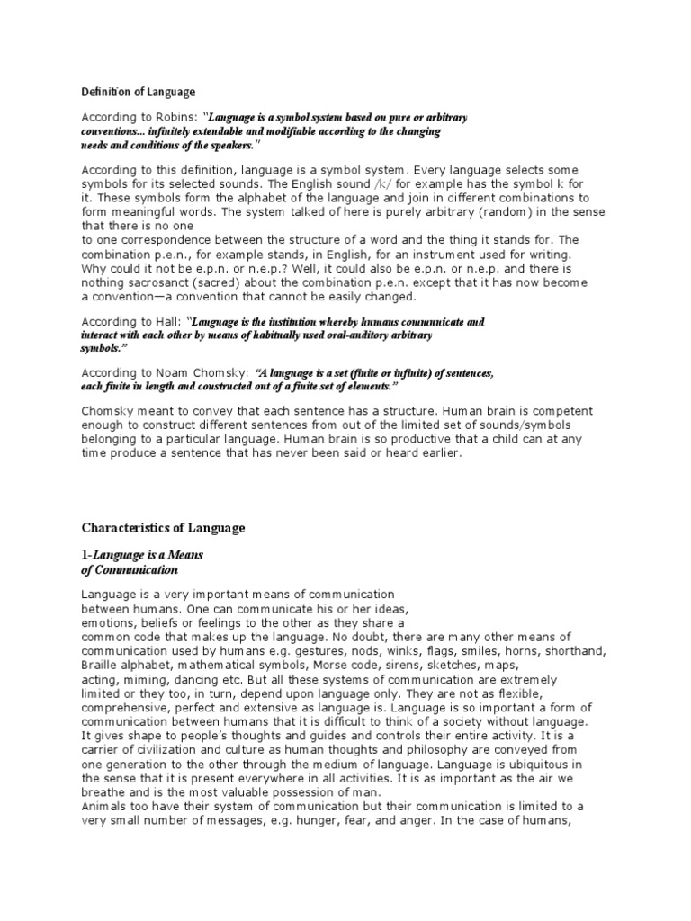 Definition of Language | PDF | Psycholinguistics | English Language