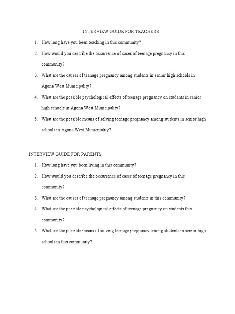 Interview Guide For Teachers | PDF | Lifestyle