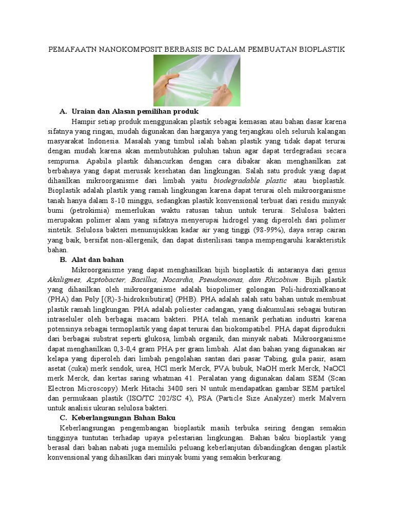 Pemafaatn Nanokomposit Berbasis BC Dalam Pembuatan Bioplastik | PDF
