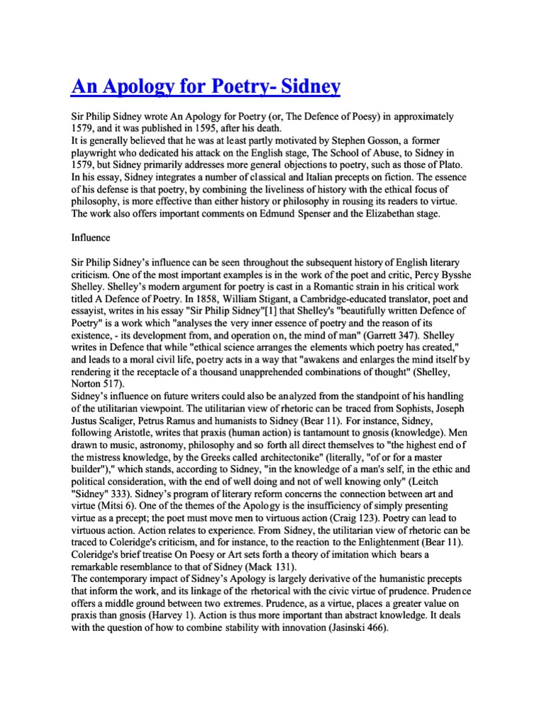 Sidney's Apology for Poetry Analysis | PDF | Poetry | Science