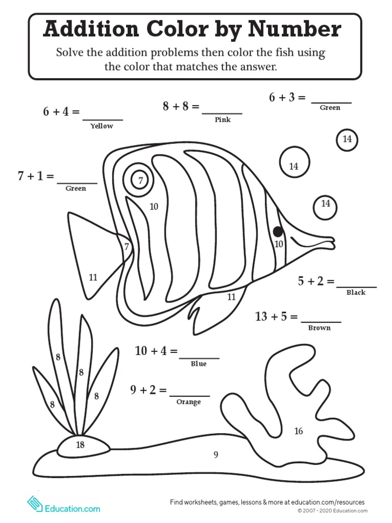 Addition Color by Number | PDF