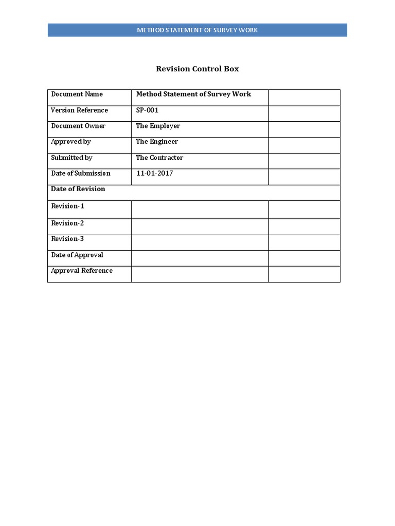 Method Statement for Survey Work | PDF | Surveying | Topography