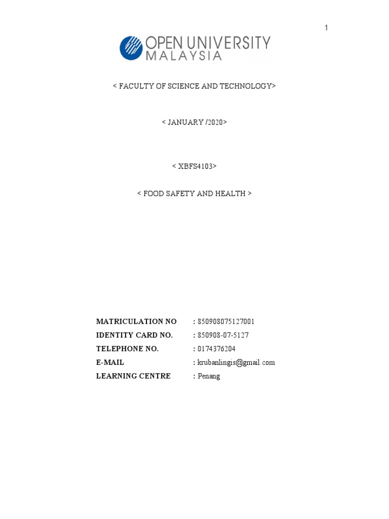 Food Safety Assignment XBFS4103 (2) .Edited | PDF | Hazard Analysis And ...