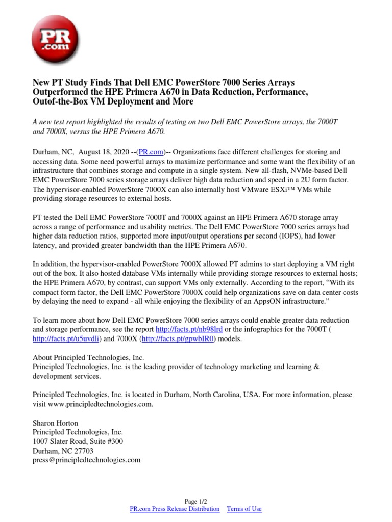 New PT Study Finds That Dell EMC PowerStore 7000 Series Arrays ...