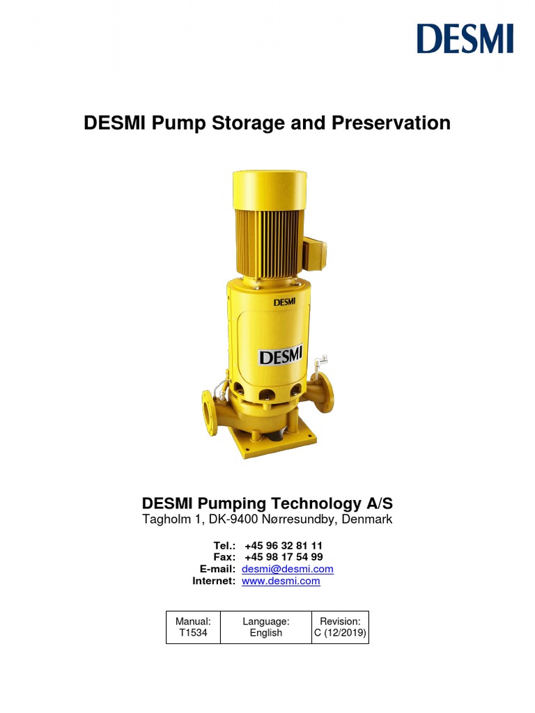 DESMI Pump Storage & Preservation Guide | PDF | Bearing (Mechanical) | Pump