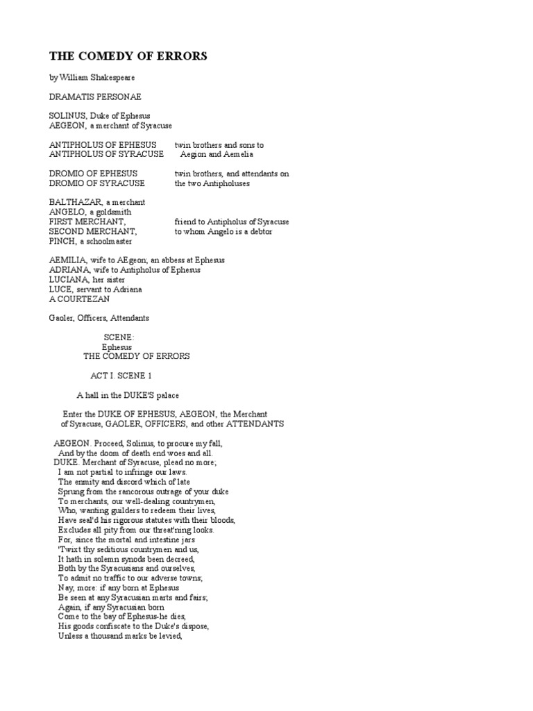 The Comedy of Errors | PDF | The Comedy Of Errors