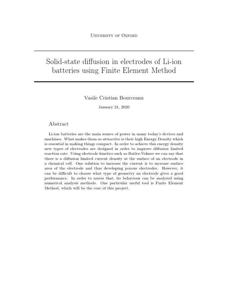FEM analysis of Li-ion battery electrodes | PDF | Finite Element Method ...