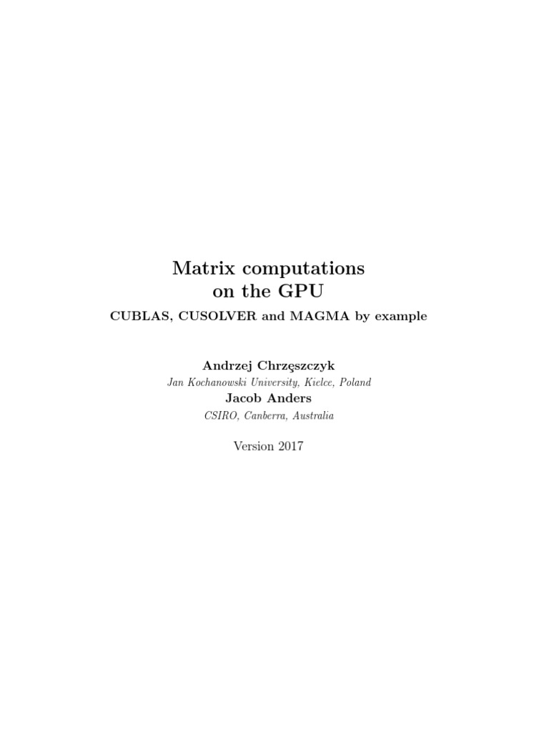 CUSOLVER and GPU Matrix Computations | PDF | Eigenvalues And ...