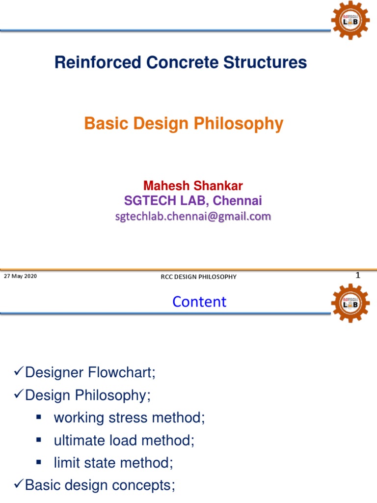 RCC Design Philosophy | PDF | Strength Of Materials | Concrete