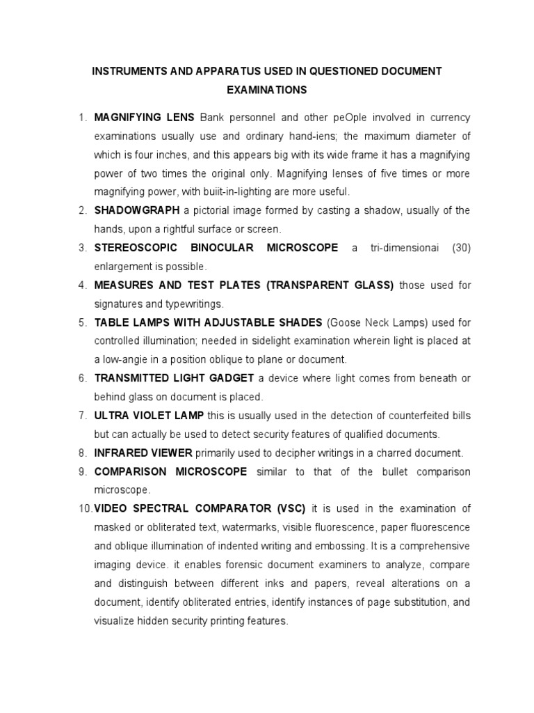 Instruments for Questioned Document Examination | PDF | Microscope | Optics