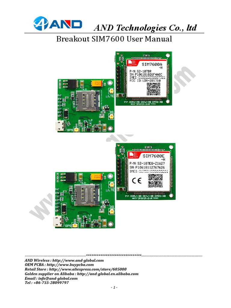 AND Technologies Co., LTD: Breakout SIM7600 User Manual | PDF | Lte ...