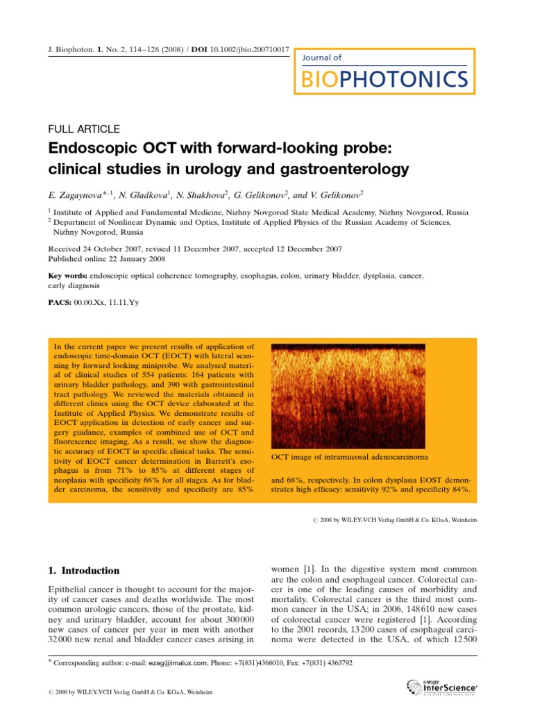 Endoscopic OCT With Forward-Looking Prob PDF | PDF | Endoscopy ...