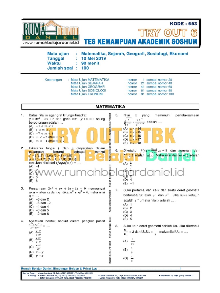 Soal Tka RBD 6 | PDF
