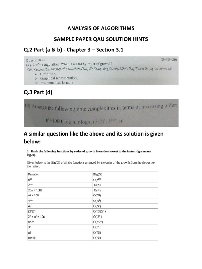AOA QAU Sample Paper Soln Hints PDF | PDF