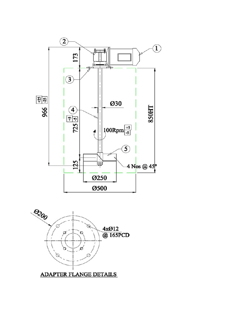 Agitator GA Drawing 0.5HP - 100RPM | PDF