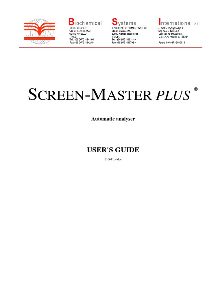Screen Master Plus Manual Eng | PDF | Absorbance | Computer Keyboard