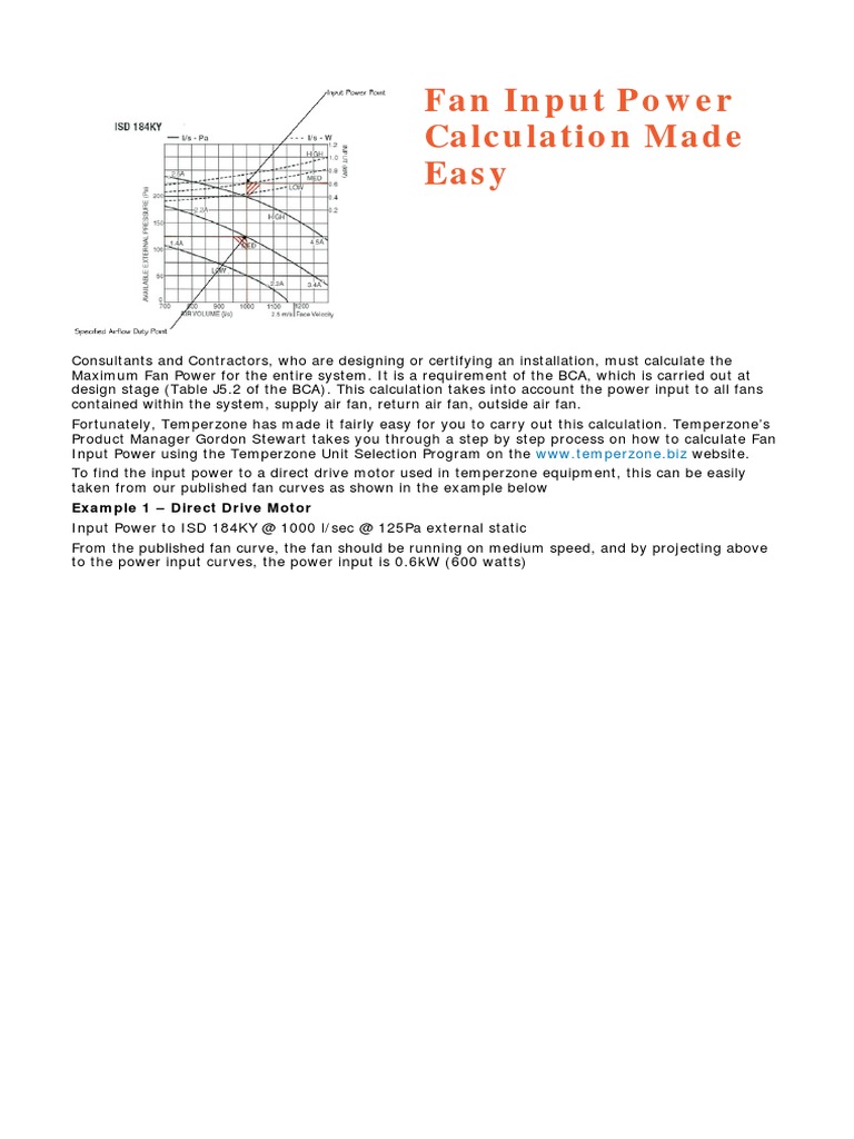 Fan Input Power Calc Made Easy | PDF | Computing