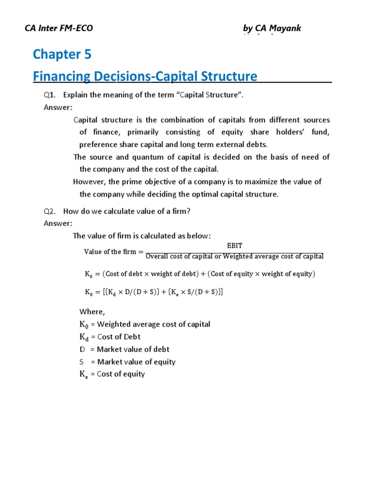 Capital Structure | PDF | Capital Structure | Cost Of Capital