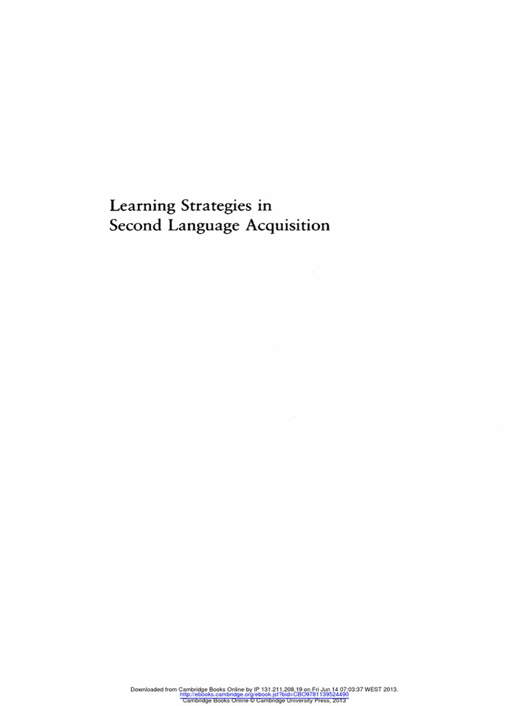 Learning Strategies in Second Language Acquisition PDF | PDF | Second ...
